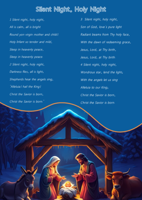Silent Night, Holy Night Lyrics Christmas Carol Template | PosterMyWall