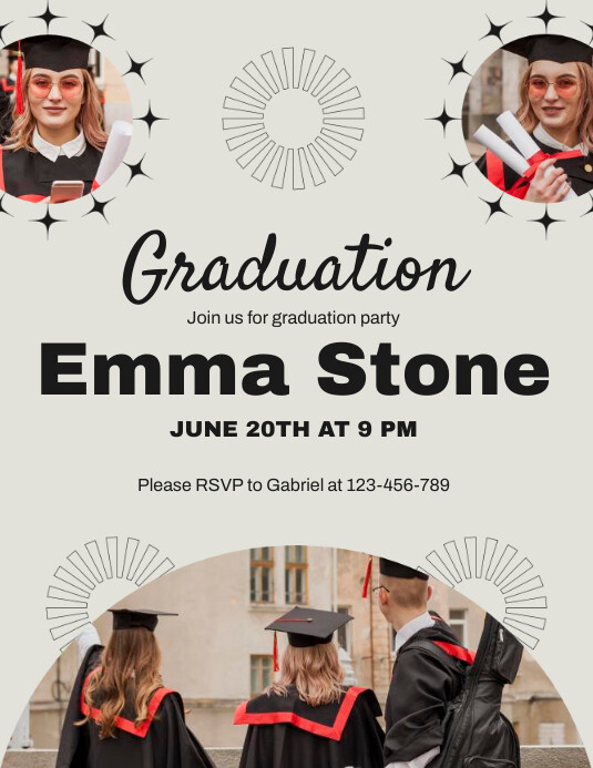 Silver Aesthetic Graduation Party Invitation Template | PosterMyWall