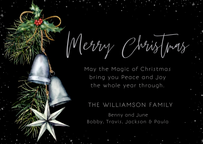 Silver Bells Elegant Christmas Postcard Template | PosterMyWall