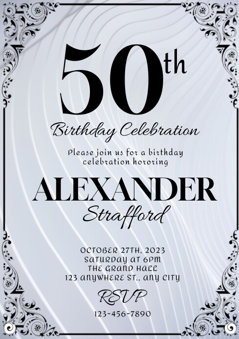 SILVER BIRTHDAY INVITATION TEMPLATE | PosterMyWall
