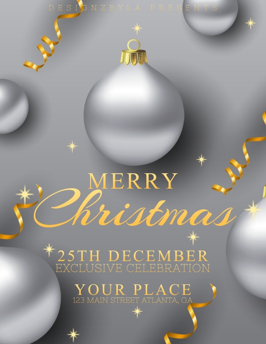 Silver Christmas Party Flyer v.1 Template | PosterMyWall