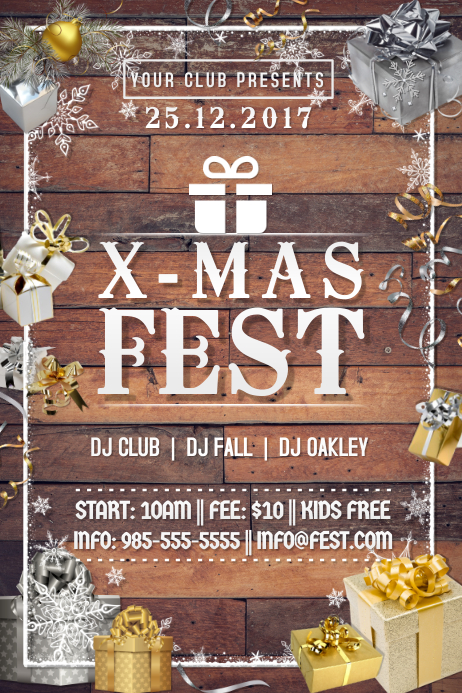 Silver Gold Christmas Holiday Presents Gifts Winter Snow Box | PosterMyWall