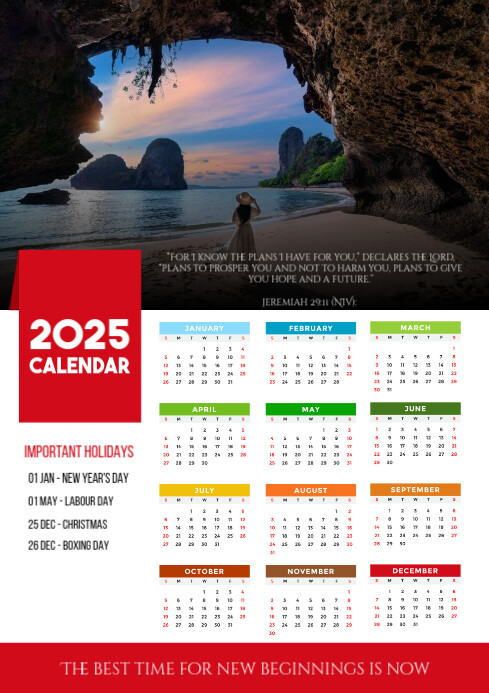 Simple 2025 Calendar A3 Template | PosterMyWall