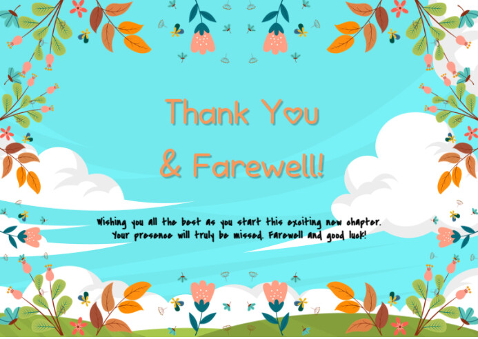 Modèle simple and modern illustrative farewell card | PosterMyWall