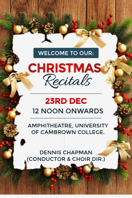 Copy of SIMPLE BEAUTIFUL CHRISTMAS RECITALS POSTER TEMPLATE | PosterMyWall