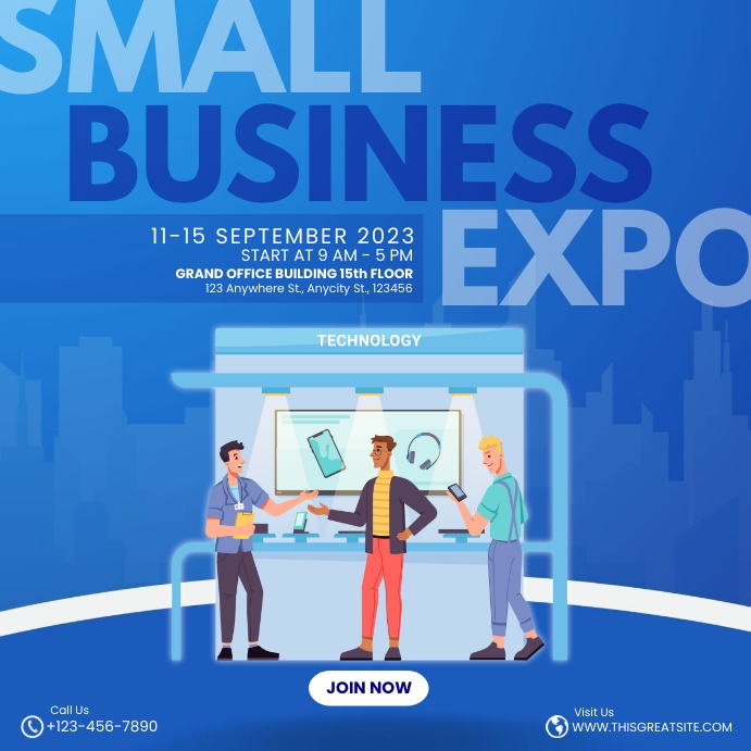 Simple Blue Small Business Expo Template | PosterMyWall