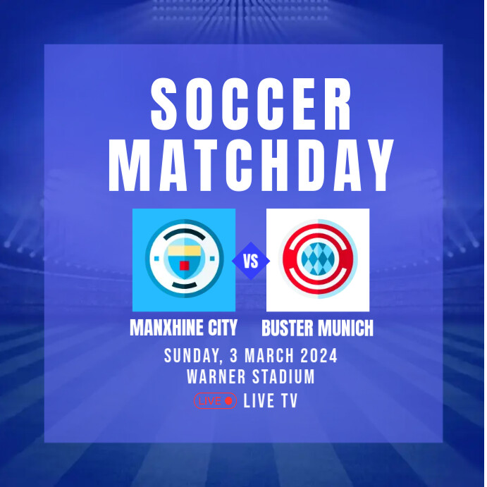 Simple Blue Square Matchday Template | PosterMyWall