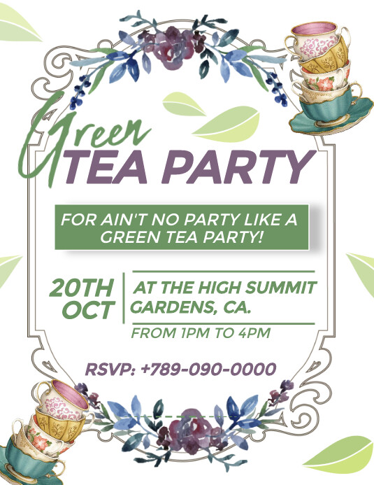 Copy of SIMPLE DEMURE GREEN TEA PARTY INVITATION FLYE | PosterMyWall
