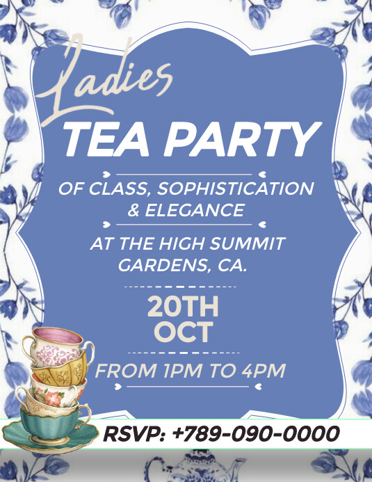 SIMPLE FLORAL LADIES TEA PARTY INVITATION FLY Template | PosterMyWall