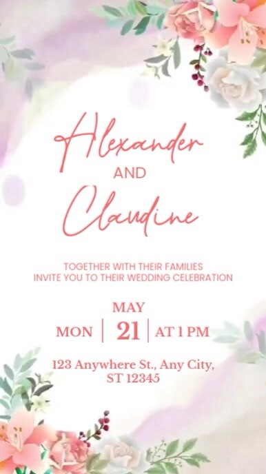 Simple Floral Wedding Invitation Template | PosterMyWall