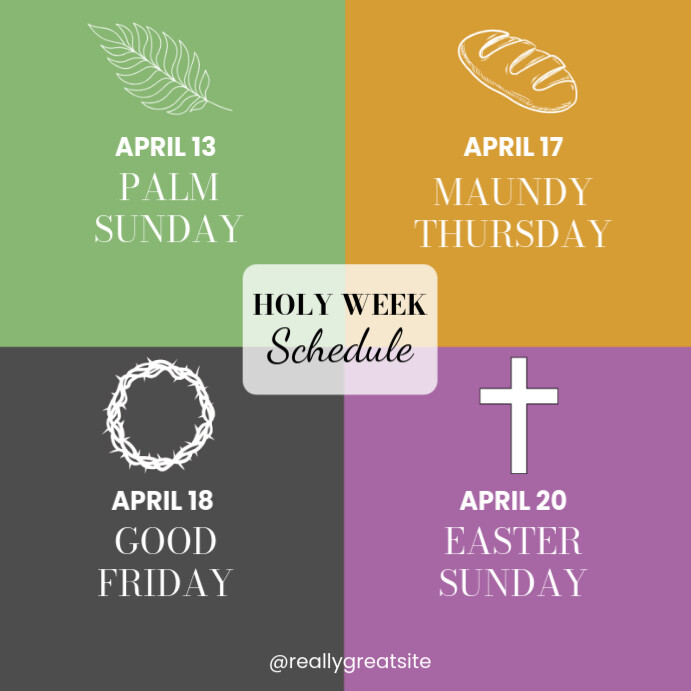 Simple Holy Week Schedule Instagram Post Templat | PosterMyWall