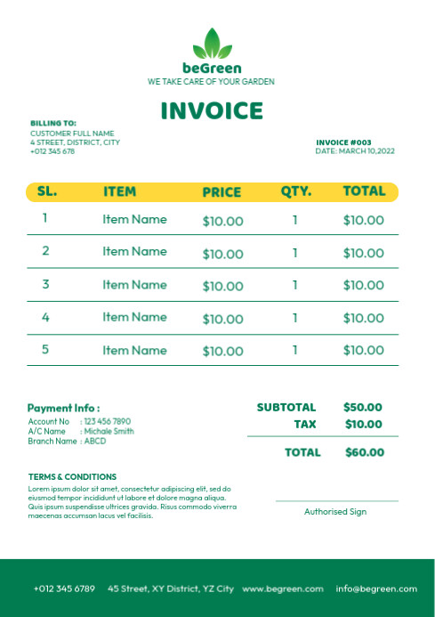 Nature Product Invoice Template | PosterMyWall