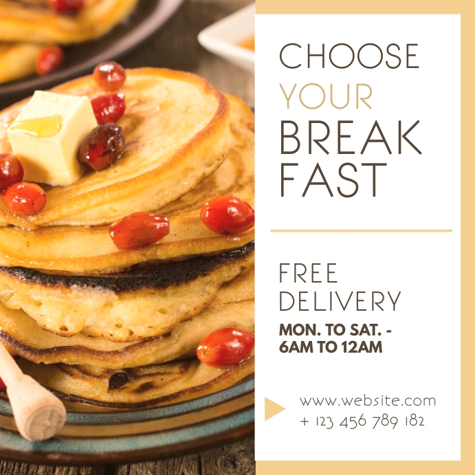 simple modern breakfast home delivery instagr Template | PosterMyWall