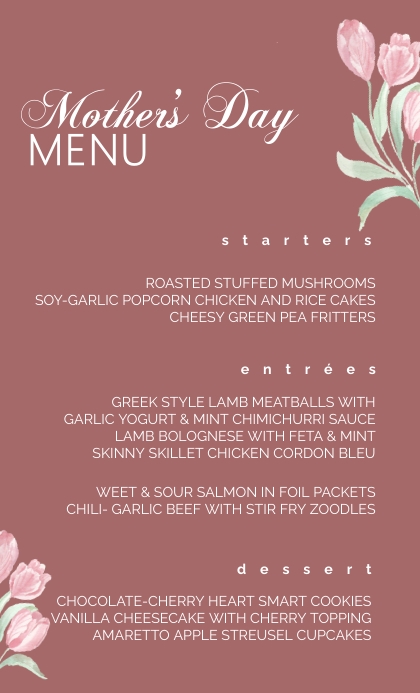 Simple Mother's Day Menu Design Template | PosterMyWall