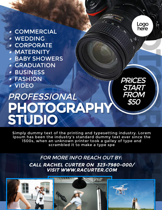 SIMPLE PROFESSIONAL PHOTOGRAPHY FLYER (1) Template | PosterMyWall