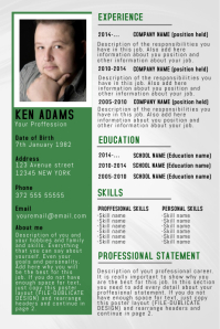 Simple Professional Resume/CV poster flyer template | PosterMyWall