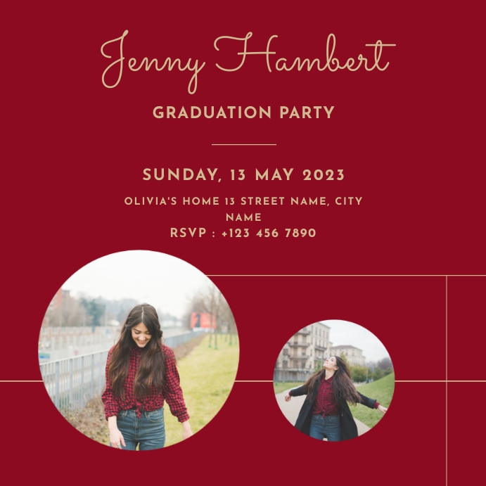 Plantilla de Simple Red Graduation Party Instagram Post | PosterMyWall