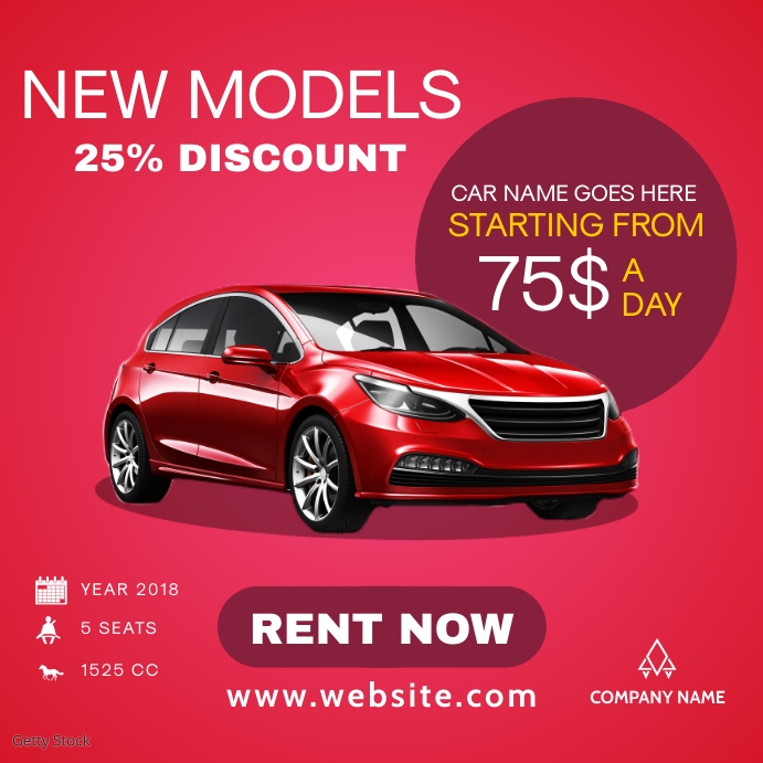 Plantilla de simple rental car model template design | PosterMyWall