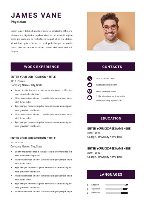 Simple Resume With Photo Templat | PosterMyWall