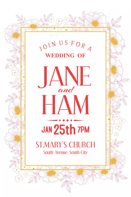 Simple Wedding Card Template | PosterMyWall