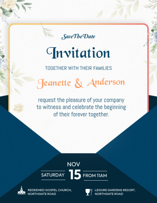 Simple Wedding Invitation Card Template | PosterMyWall