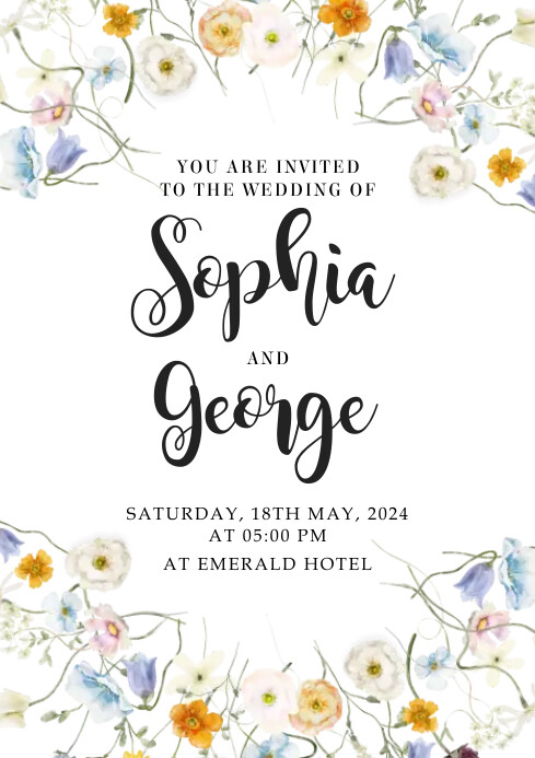 Plantilla de Simple White Flower Circle Wedding Invitation | PosterMyWall