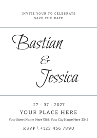 Wedding Invitation White Floral Template | PosterMyWall