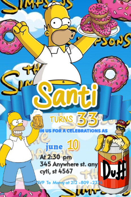 Copy of Simpsons Homero invitation Brithday party temple flayer ...