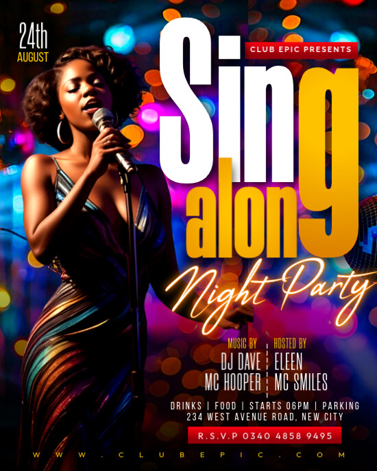 Plantilla de Sing along karaoke music night concert festival event ...