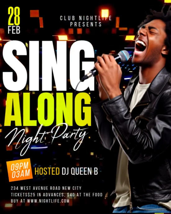 Sing along rnb hiphop karaoke night club animated video instagram story ...