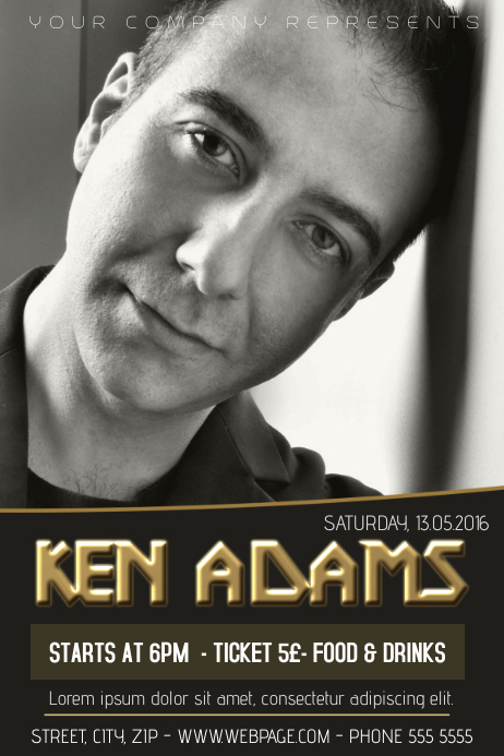 singer concert gold romantic flyer template | PosterMyWall