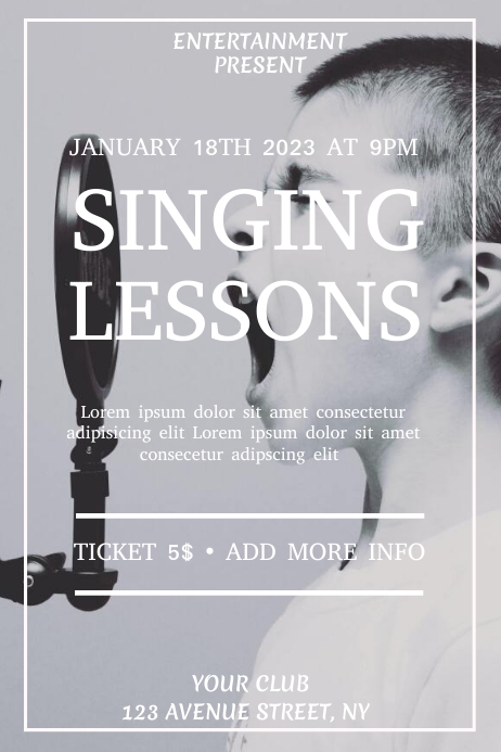 singing lesson advertisement Template | PosterMyWall