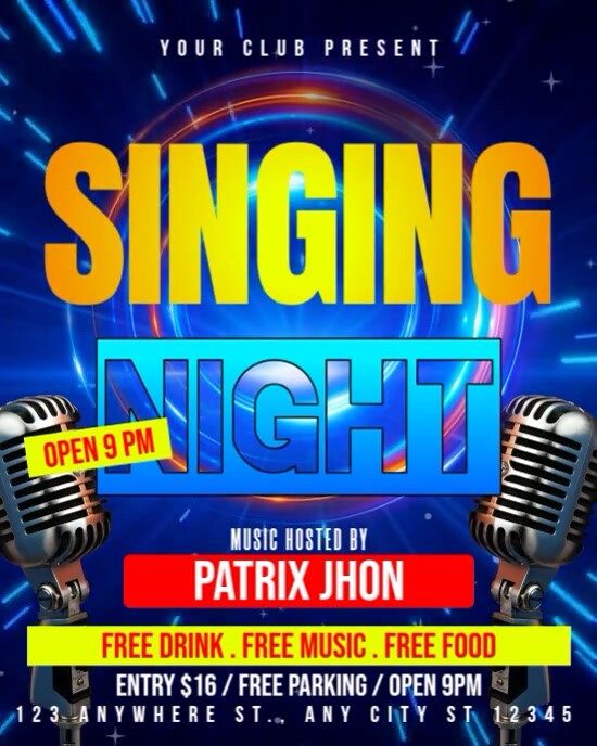 Singing night video Template | PosterMyWall