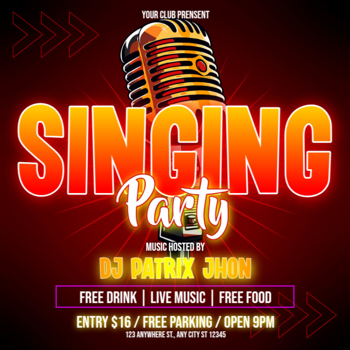 Singing party post Template | PosterMyWall