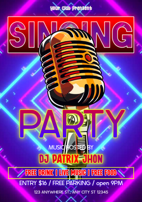 Singing party poster Template | PosterMyWall