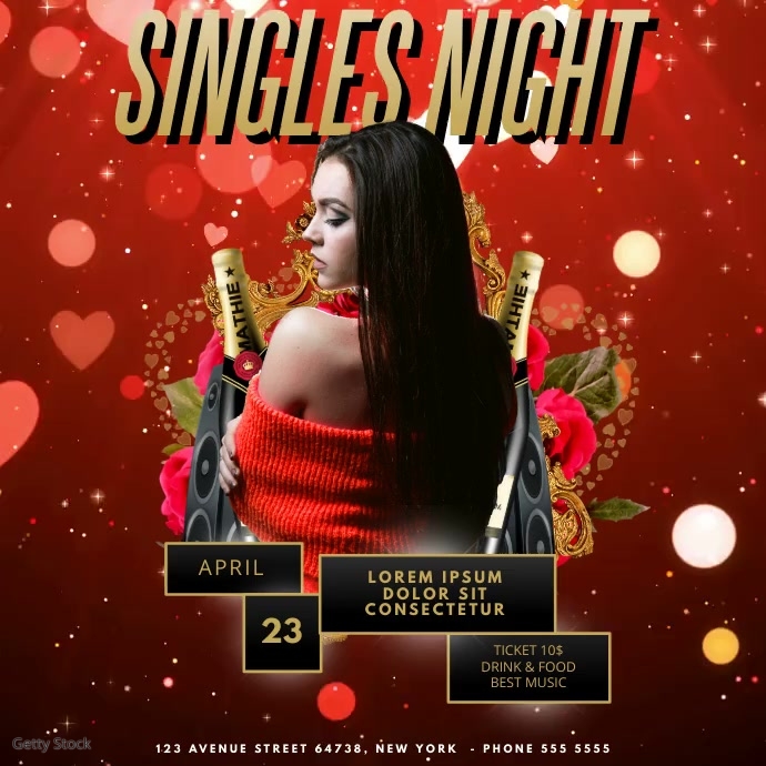 Singles Night Party Video Advertising templat Template | PosterMyWall