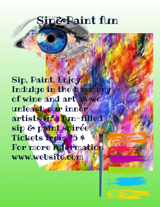 Plantilla de sip&paint party flyer | PosterMyWall