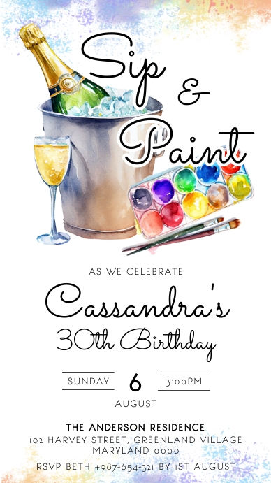 Sip and Paint Template | PosterMyWall