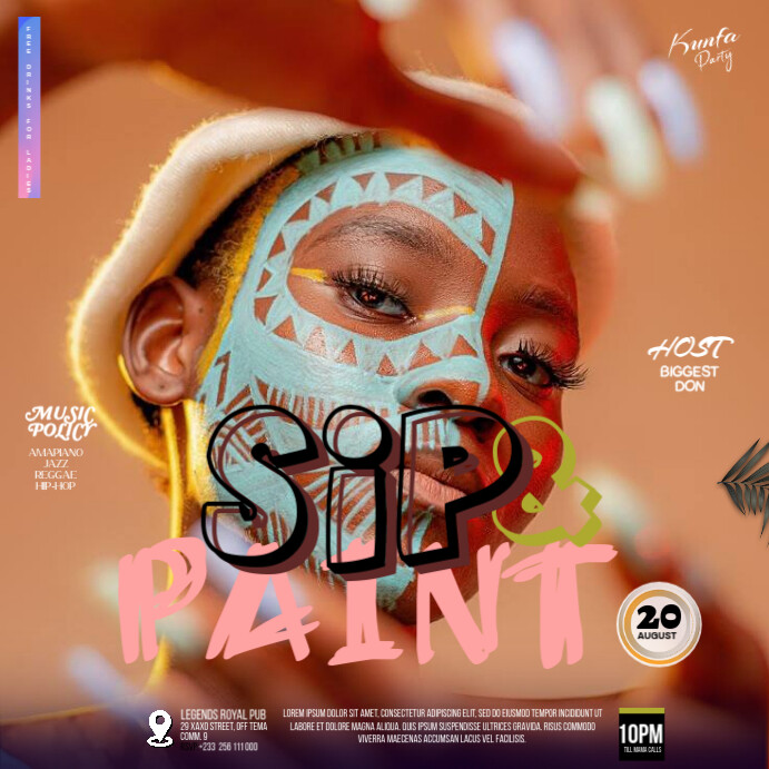 Plantilla de Sip and paint part flyer template | PosterMyWall