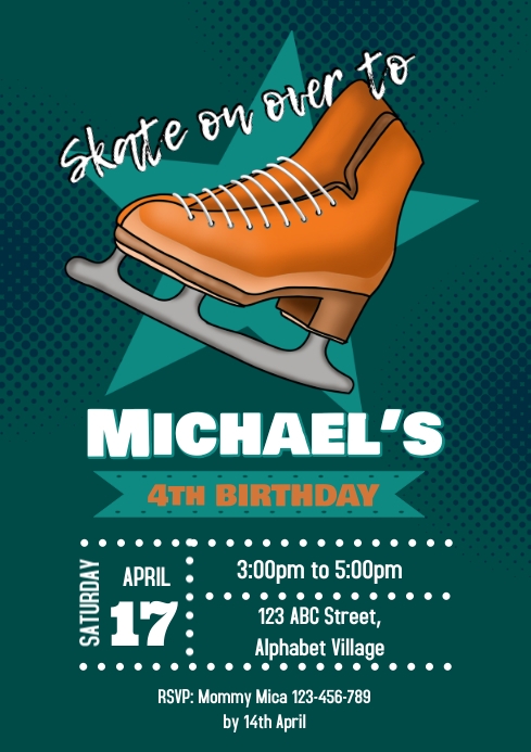 Skating Birthday Invitation Template | PosterMyWall