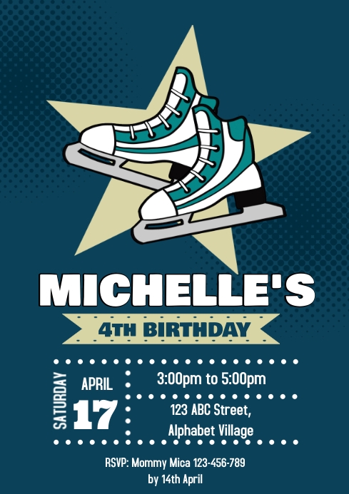 Skating Birthday Invitation Template | PosterMyWall