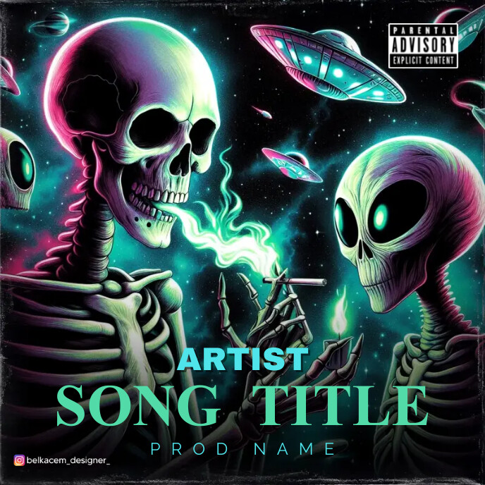 skeleton and alien cover art Template | PosterMyWall
