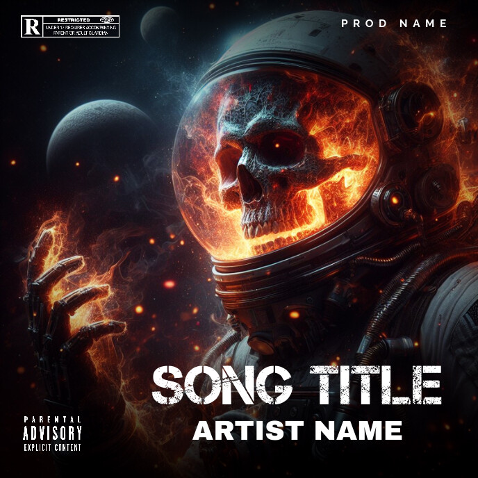 Skeleton Fire Astronaut Album Cover Template | PosterMyWall