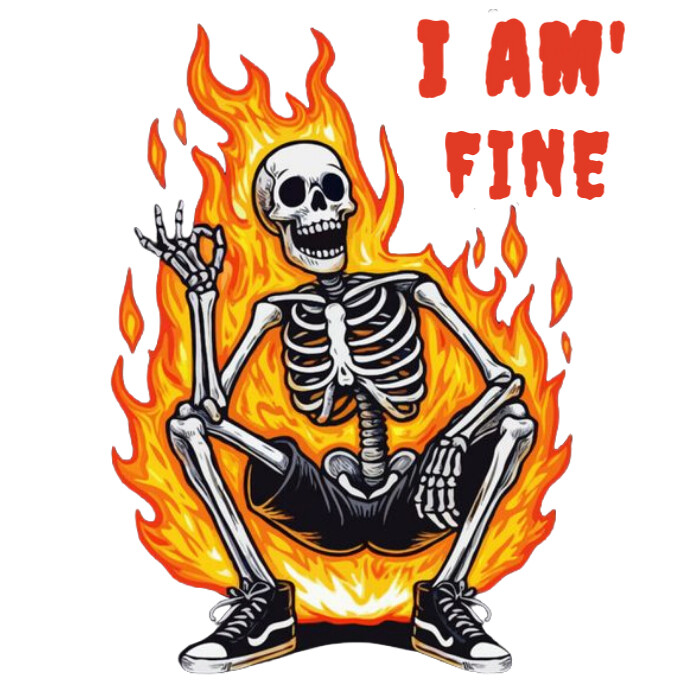 Skeleton On Fire, I'm Fine Men's Logo Template | PosterMyWall