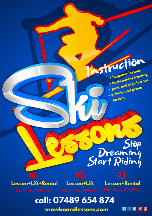 Ski Lessons Poster Template | PosterMyWall