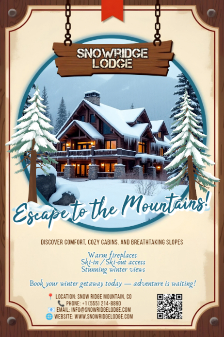 Ski Lodge Poster Flyer Ad Advertisement Template | PosterMyWall