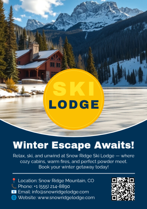 Ski Lodge Poster Flyer Ad Advertisement Template | PosterMyWall