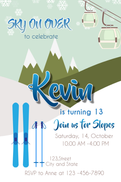 Plantilla de Skiing birthday invitation | PosterMyWall