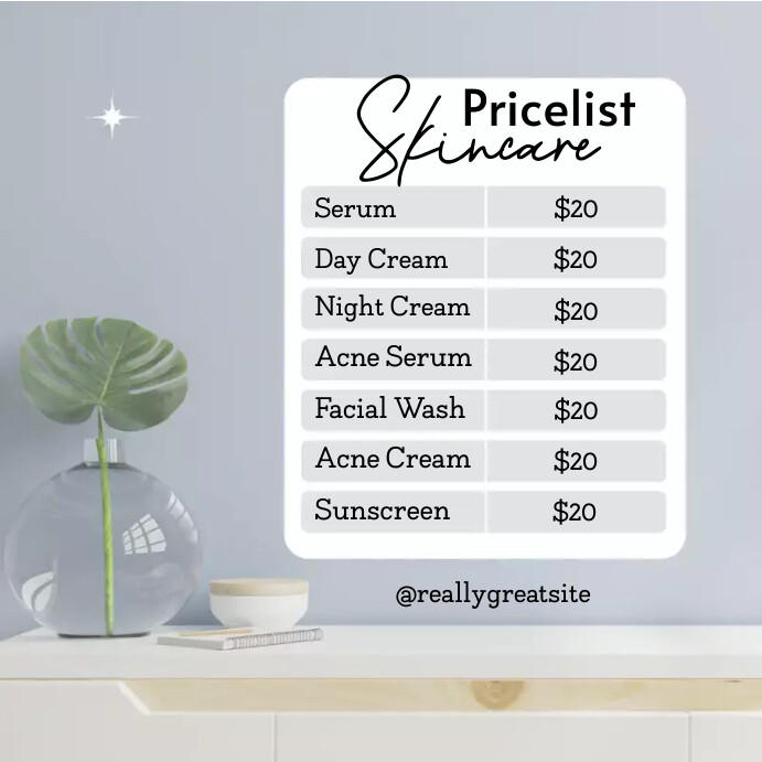 Skincare Pricelist Template | PosterMyWall