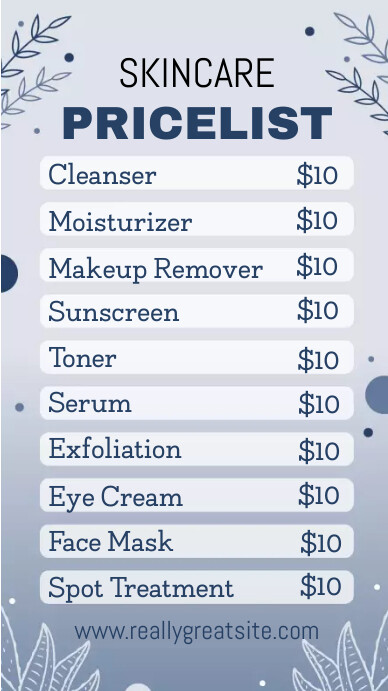 Skincare Pricelist Template | PosterMyWall